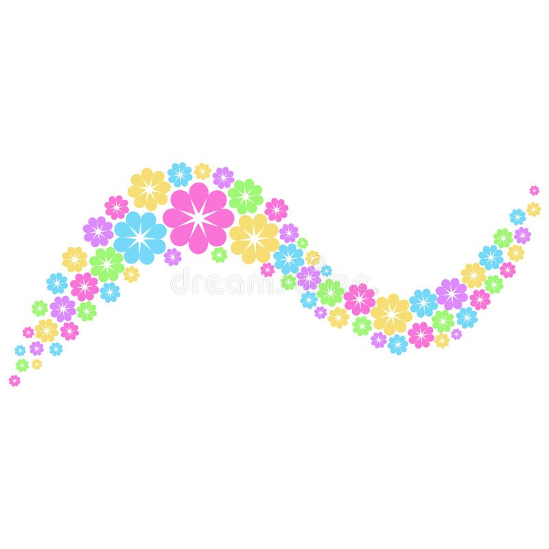Spring Art Drawn Flower Wave Decor Stock Vector - Illustration of ...