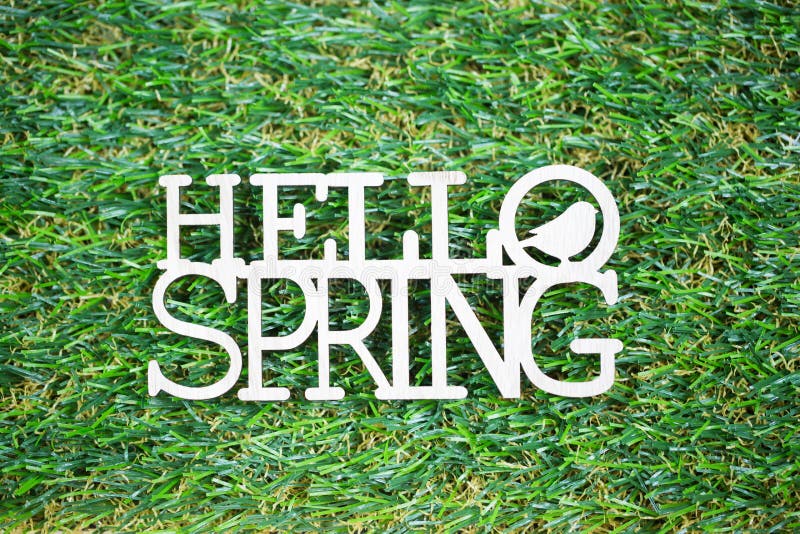 Spring As Text Written on a Meadow with Butterfly, Symbolic for Stock ...