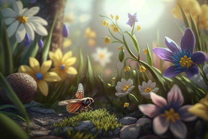 Spring Awakening. the Arrival of Spring with Blooming Flowers and Fresh ...