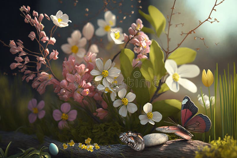 Spring Awakening. the Arrival of Spring with Blooming Flowers and Fresh ...