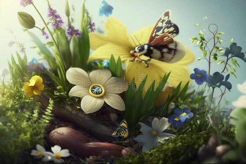 Spring Awakening. the Arrival of Spring with Blooming Flowers and Fresh ...