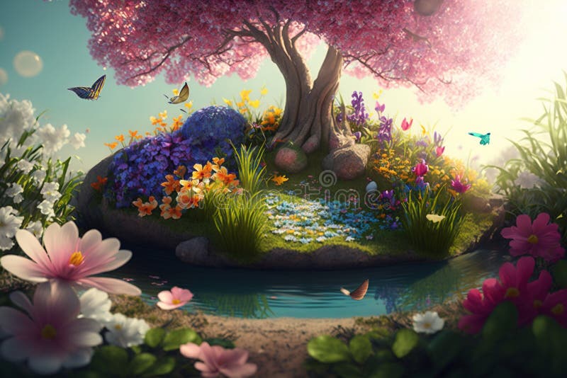 Spring Awakening. the Arrival of Spring with Blooming Flowers and Fresh ...