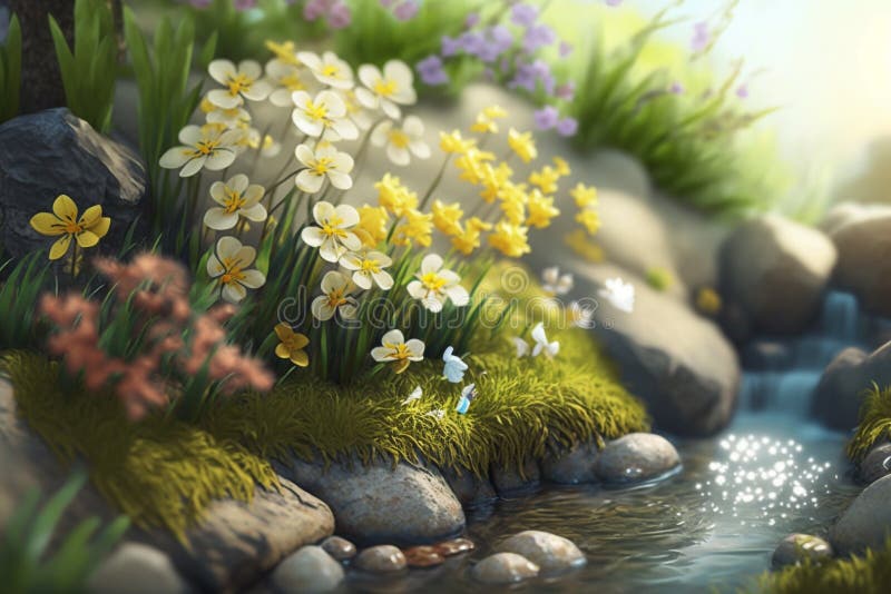 Spring Awakening. the Arrival of Spring with Blooming Flowers and Fresh ...