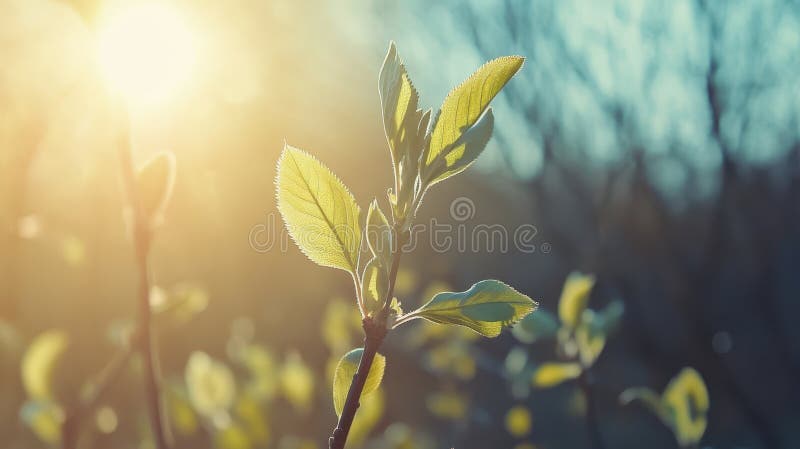 Spring Awakening: Sunlit Leaves Unfolding in the Soft Glow of a New Day ...