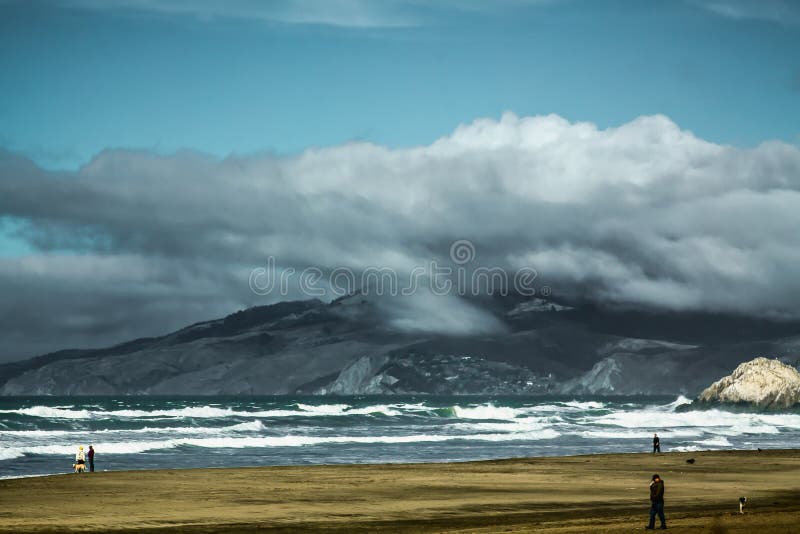 California San Francisco Ocean Beach Spring Morning Stock Photo - Image ...