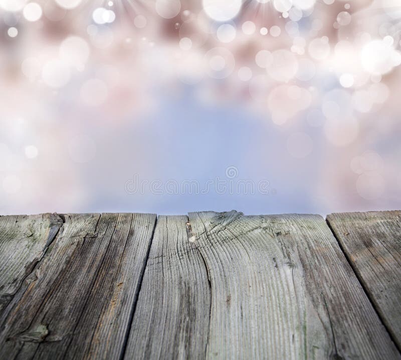 Spring Background with Bokeh and Wood Floor. Stock Photo - Image of ...