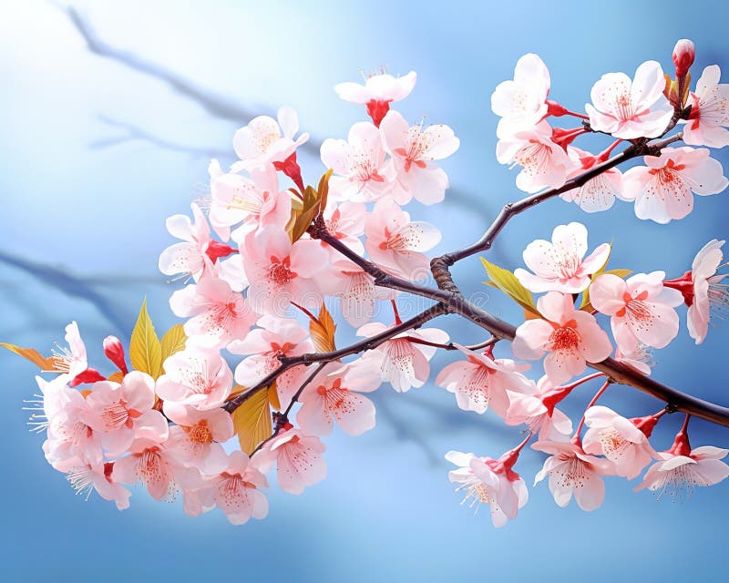 The Spring Background of a Cherry Tree. Stock Illustration ...