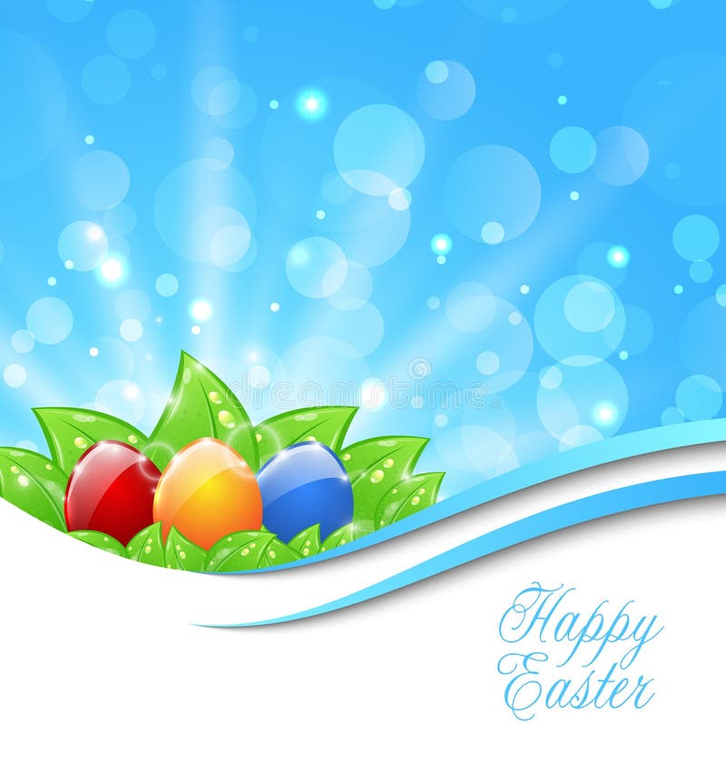 Spring Background with Easter Colorful Eggs Stock Vector - Illustration ...