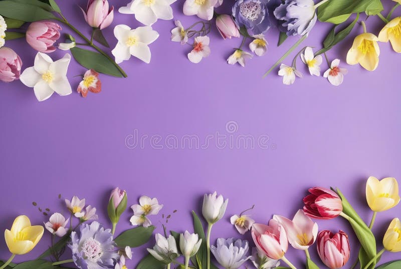 Spring Background with Flowers Spring Flowers Border Stock Illustration ...