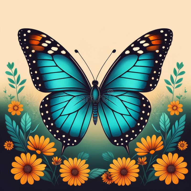 Spring Background with Flowers and Butterflies. Vector Illustration ...