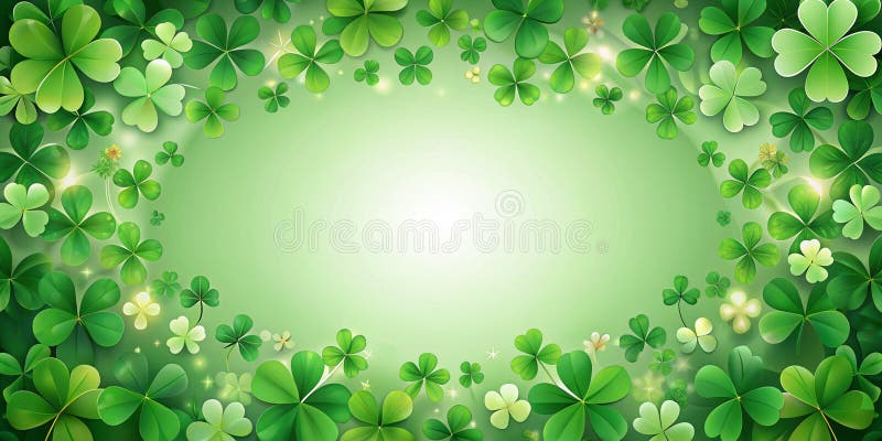 .Spring Background Frame, Shamrock, Clover Leaves for Green Background ...