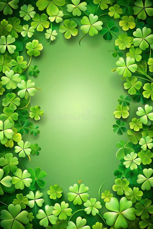 Spring Background Frame, Shamrock, Clover Leaves for Green Background ...