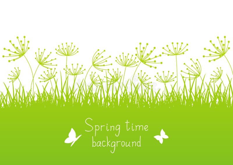 Spring Background with Grass Silhouettes Stock Illustration ...