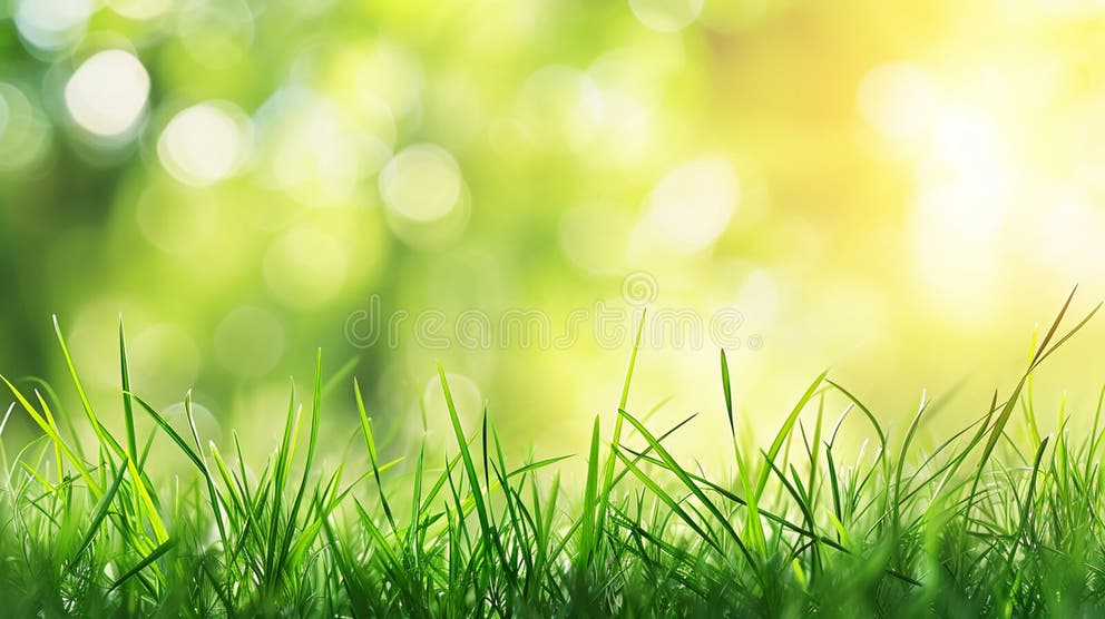 Spring Background with Green Grass . Generative Ai Stock Illustration ...