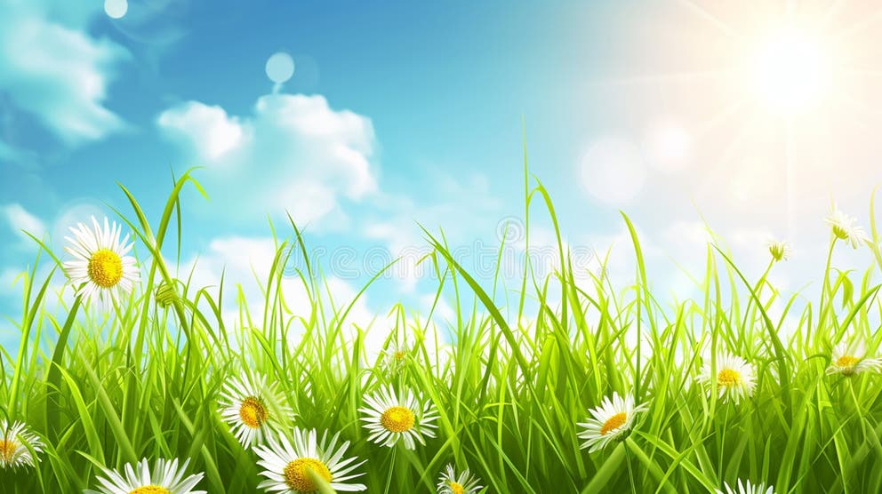 Spring Background with Green Grass . Generative Ai Stock Illustration ...
