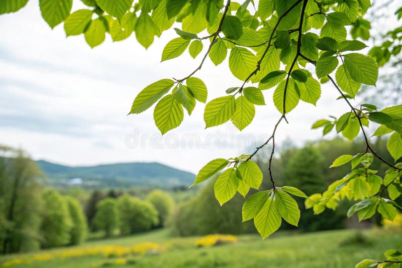 Spring Background with Green Tree Leaves Stock Illustration ...