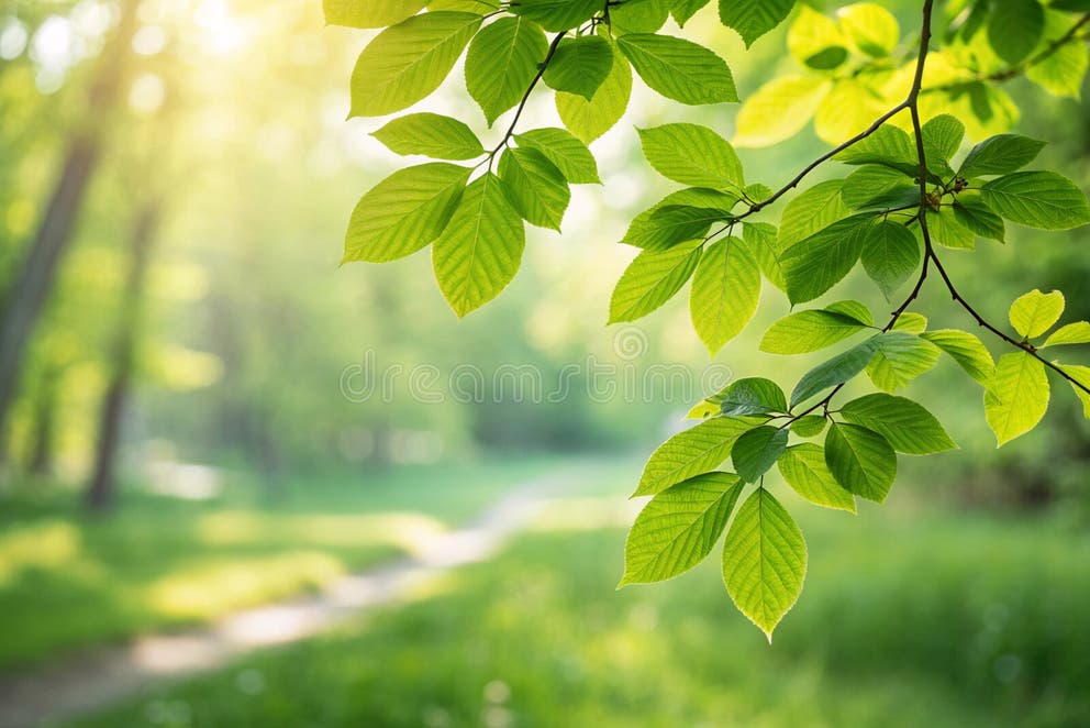 Spring Background with Green Tree Leaves Stock Illustration ...