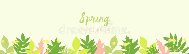 Spring Background Horizontal with Bright Young Spring Leaves. Stock ...