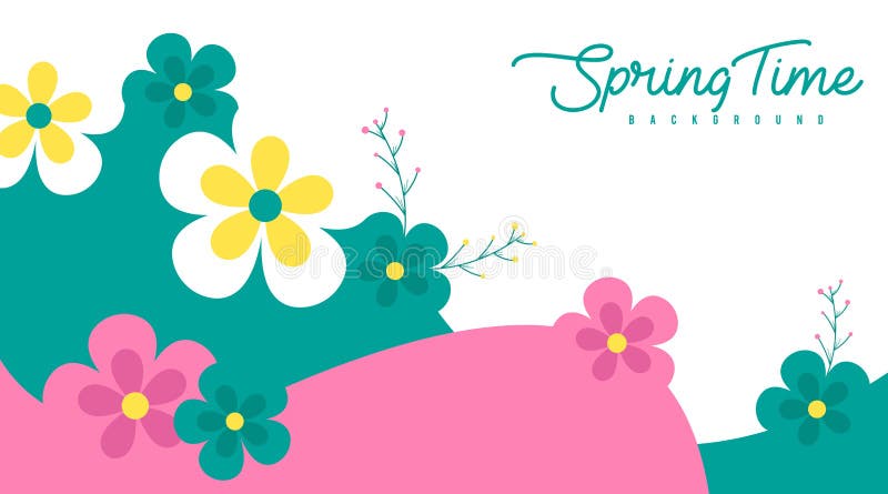 Spring Background Illustration Vector. Flat Flowers of Spring Background Stock Vector ...