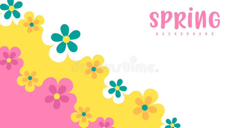 Spring Background Illustration Vector. Flat Flowers of Spring Background Stock Vector ...