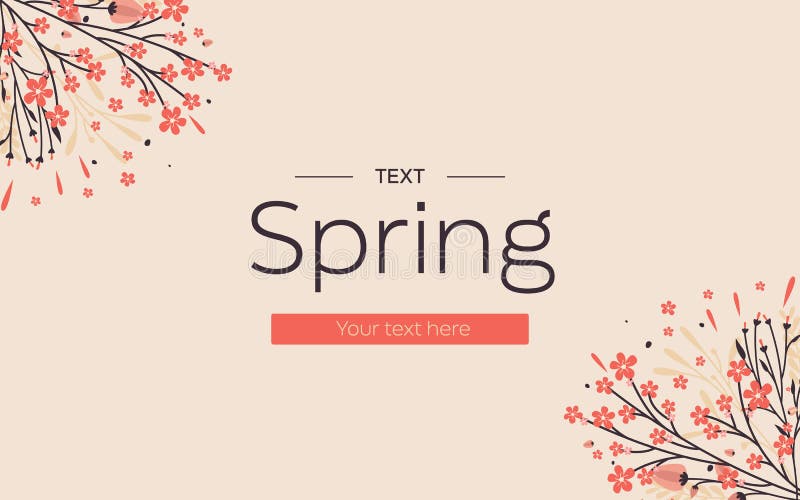 Spring Background, Template Design with Flowering Branches. Editable ...