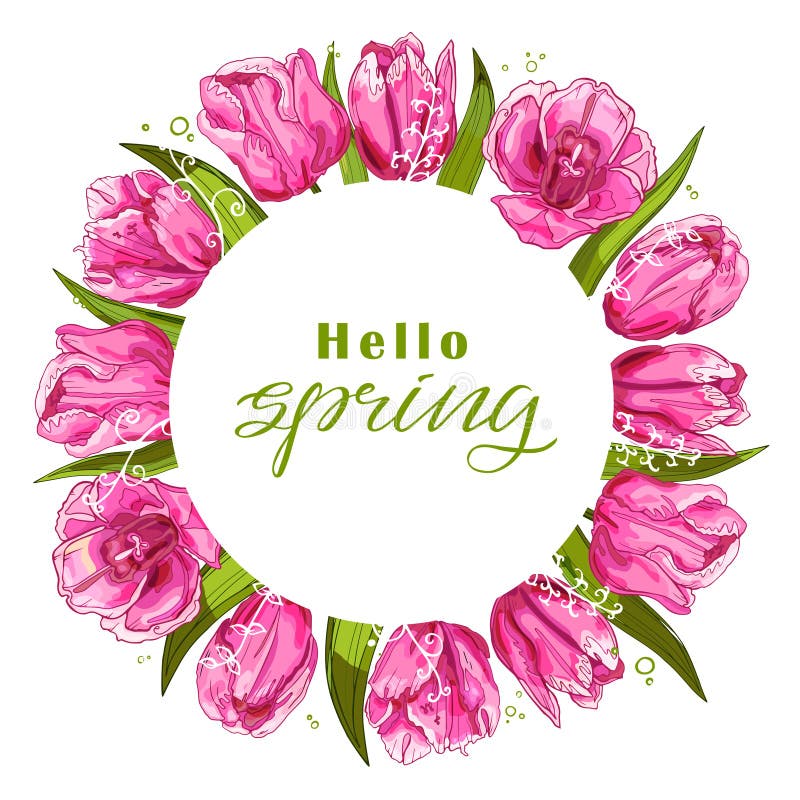 Spring Background with Tulips and the Inscription Stock Vector ...