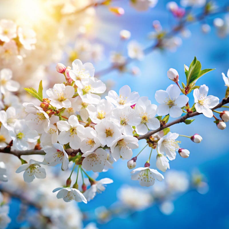 Spring Background. White Cherry Blossoms Against a Blue Sky. Easter ...