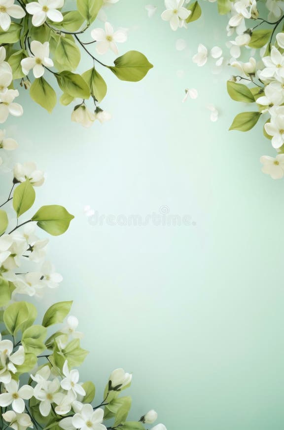 Spring Background with White Flowers Background Border Stock ...