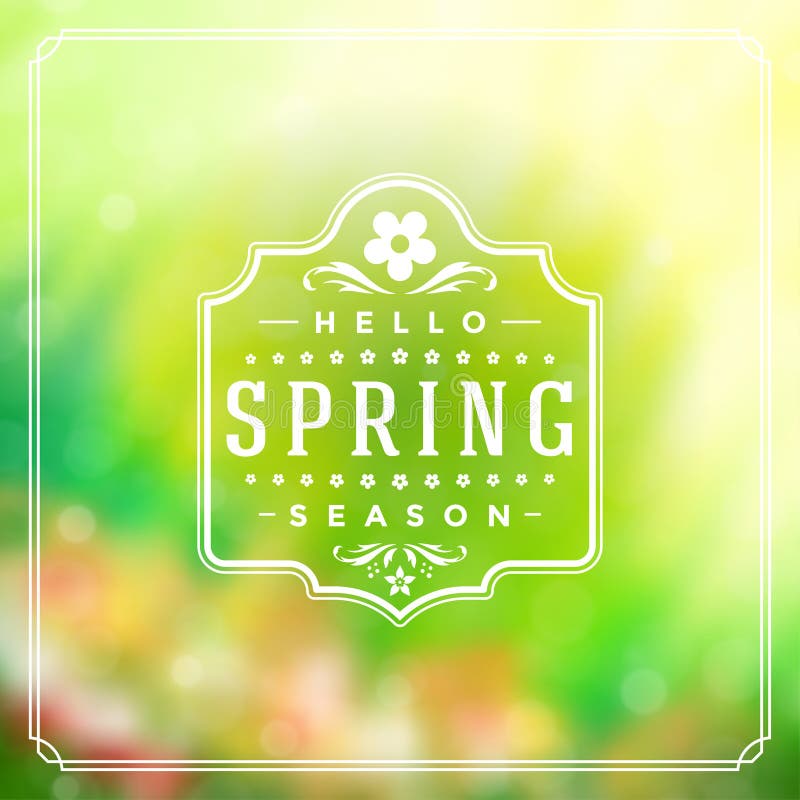Spring Badge Vector Typographic Design Greeting Card. Stock Vector ...