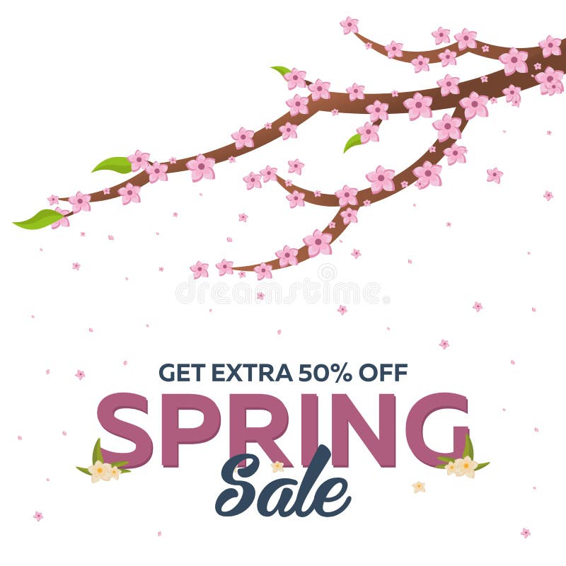 Spring Banner. Background with Sacura. Vector Illustration. Stock ...