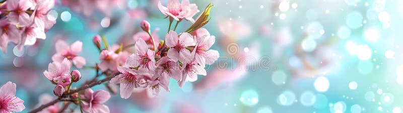 Spring Blossom Banner with Blue Background Stock Illustration ...