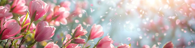 Spring Banner with Flowers. Copy Space, Minimalist Style. Generative AI ...