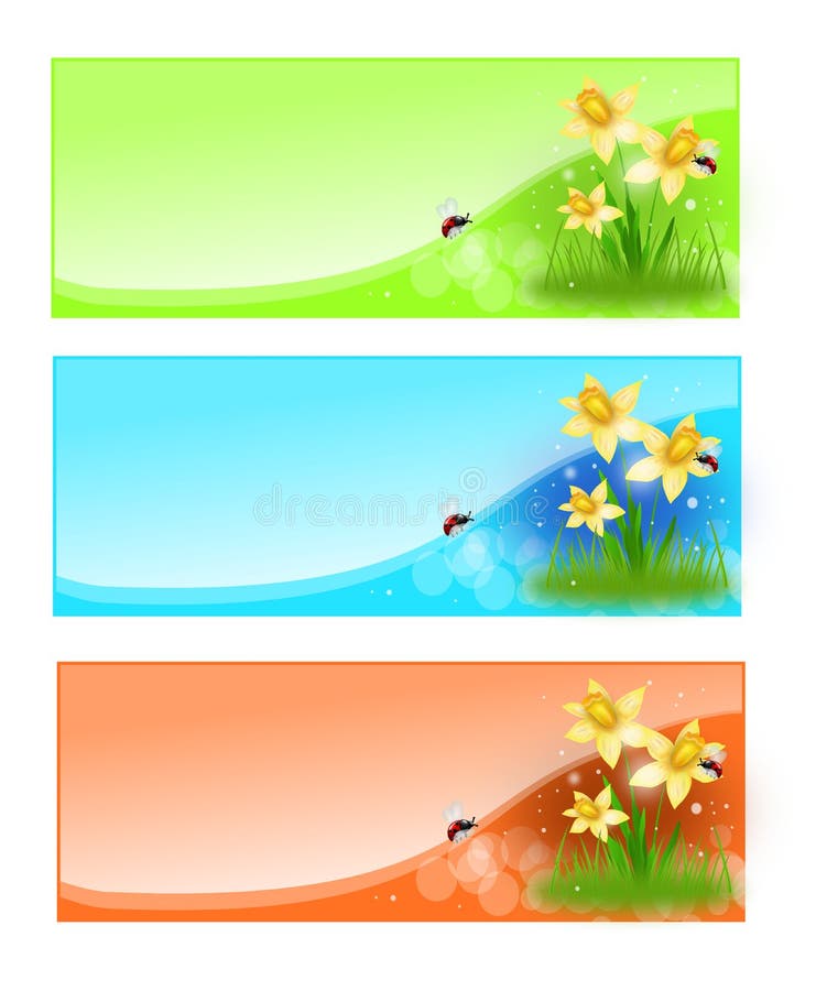 Spring banner set stock illustration. Illustration of horizontal - 66882777