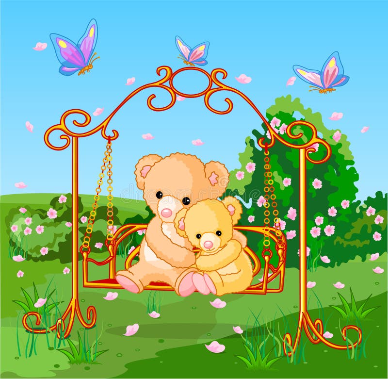 Spring bears stock vector. Illustration of swing, meadow - 8659124