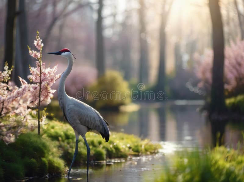 Spring Beautiful Rare Bird Forest 3D Effect Natural Stock Illustration ...