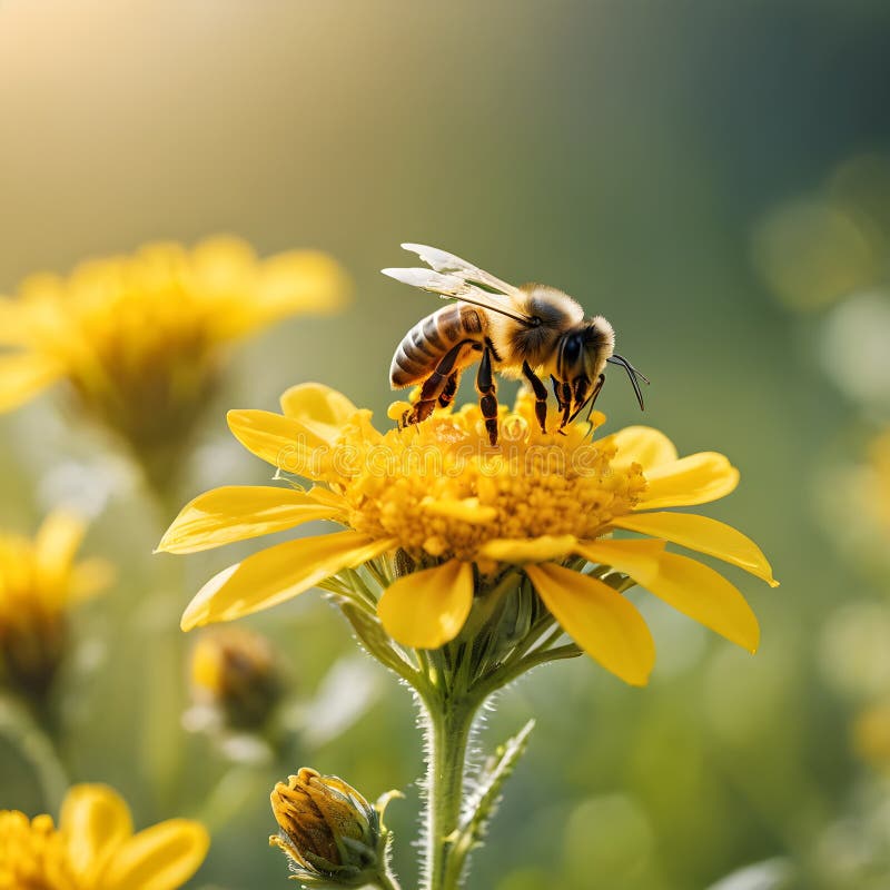 Spring Beauty: Honey Bee on Yellow Flower Stock Image - Image of flower ...