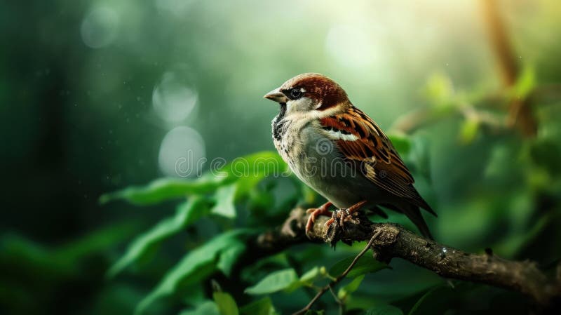 Spring Bird on Branch stock image. Image of light, colors - 372475313