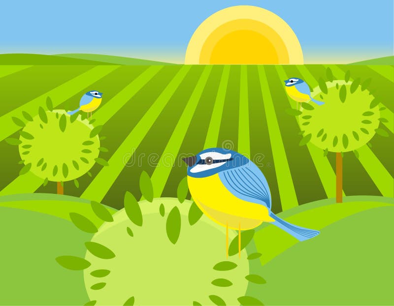 Spring birds stock vector. Illustration of farming, arable - 13481146