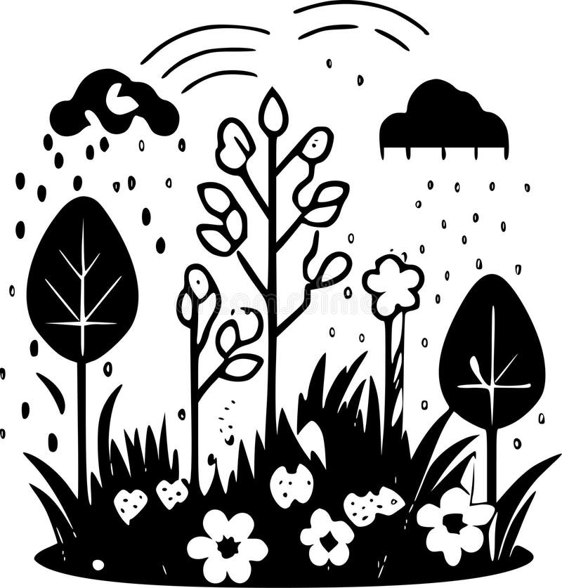 Spring - Black and White Vector Illustration Stock Vector ...
