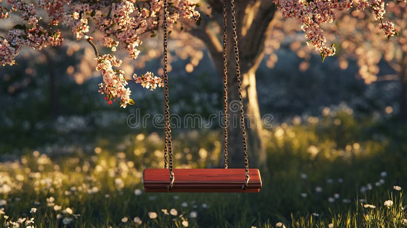 Spring Bloom Orchard Swing Serenity Stock Image - Image of bloom, calm ...