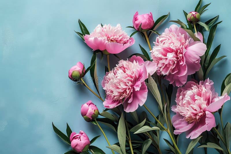 Spring Bloom: Peony Flowers on Pastel Background Stock Image - Image of ...