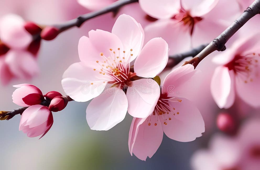Spring Blooming Buds of Apricot Tree. Generative AI Stock Image - Image ...