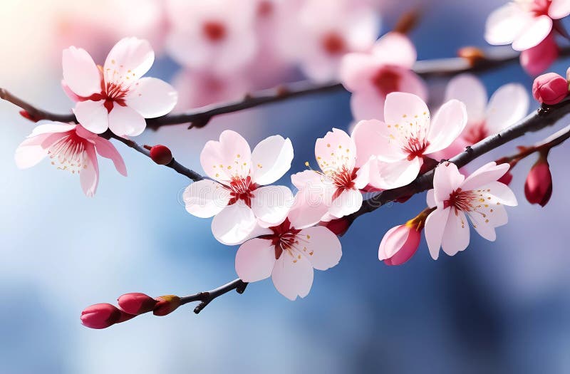 Spring Blooming Buds of Apricot Tree. Generative AI Stock Image - Image ...