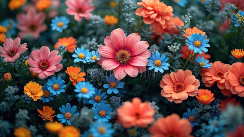 Spring Blooming, Colorful Flowers Background, View from Above Stock ...