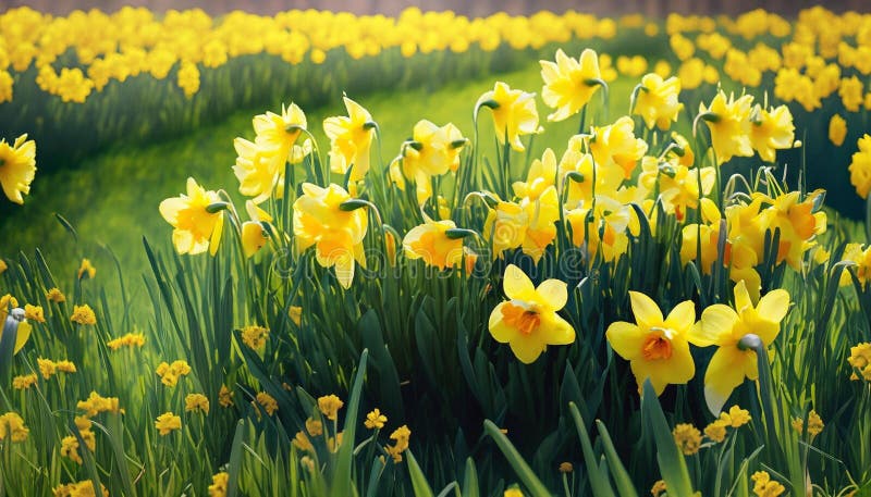 Spring blooming daffodils stock illustration. Illustration of flower ...