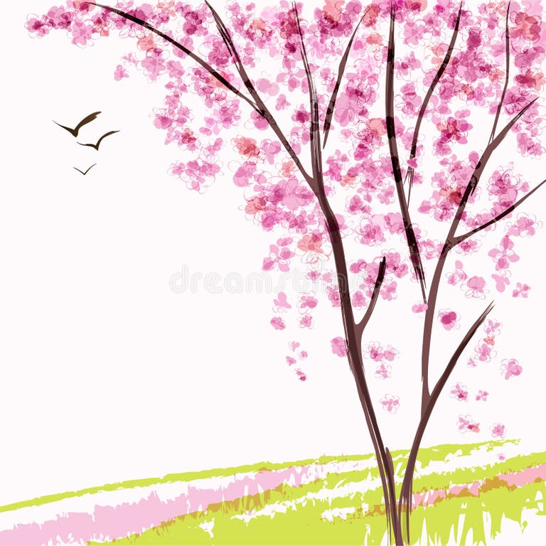 Spring blooming tree stock vector. Illustration of card - 29506355
