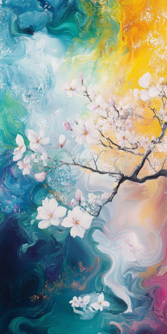 Spring Blossom Abstract Painting Stock Illustration - Illustration of ...