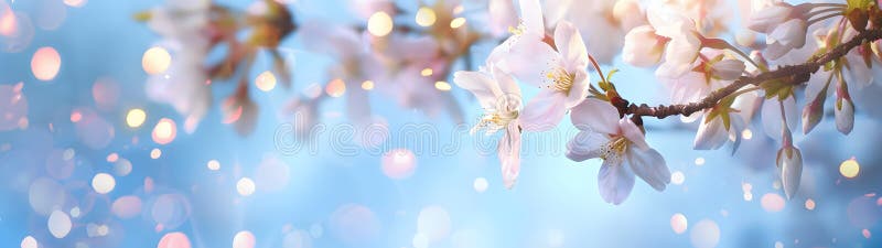 Spring Blossom Banner with Bokeh Effect Stock Illustration ...
