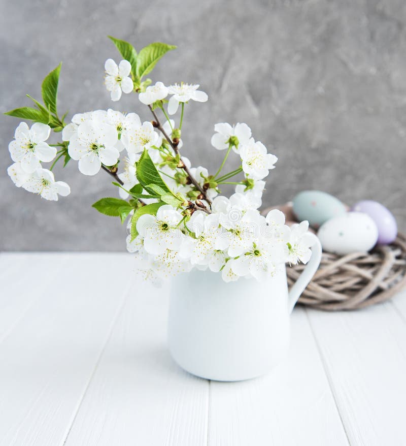 Spring Blossom and Easter Eggs Stock Image - Image of cherry, concept ...
