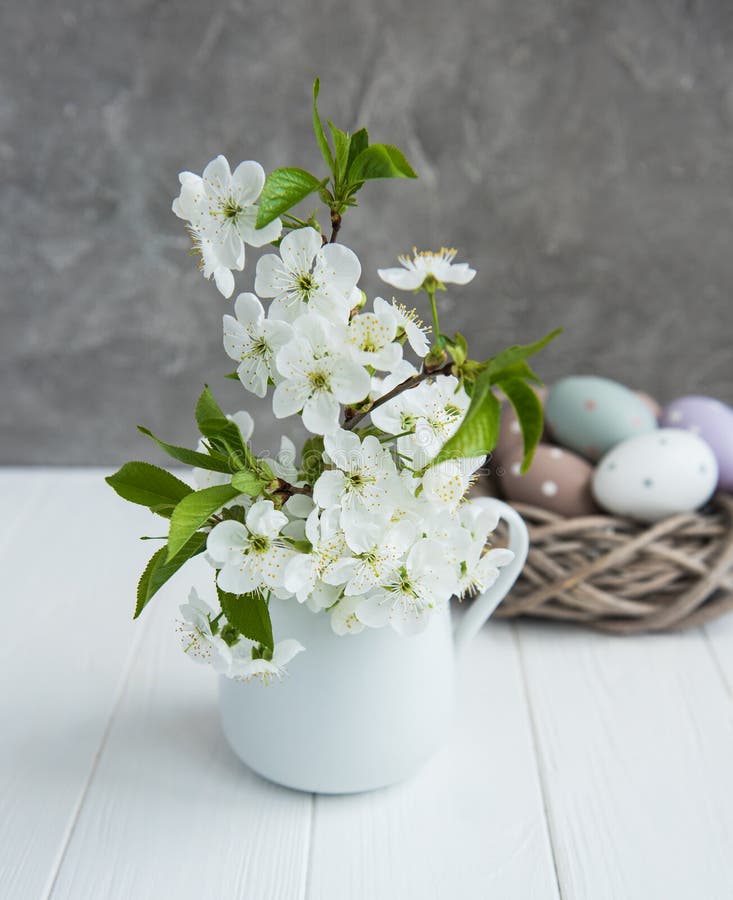 Spring Blossom and Easter Eggs Stock Photo - Image of decorate, pattern ...